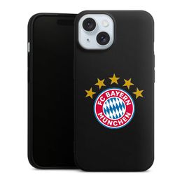 DeinDesign iPhone 15 Handy Premium Silikon H&uuml;lle Handyh&uuml;lle schwarz Case Star Fcb Fc Bayern M&uuml;nchen Silikon Premium Case