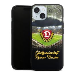 DeinDesign iPhone 15 Handy Premium Silikon H&uuml;lle Handyh&uuml;lle schwarz Case Sg Dynamo Dresden Sgd Official Licensed Product Silikon Premium Case