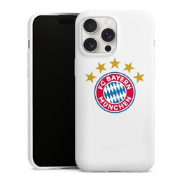 DeinDesign iPhone 15 Pro Max Handy Silikon H&uuml;lle Case wei&szlig; Handyh&uuml;lle Star Fcb Fc Bayern M&uuml;nchen Silikon Case
