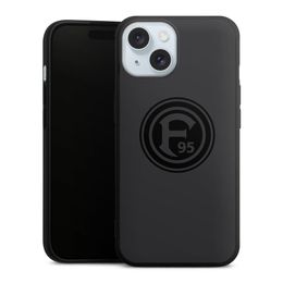 DeinDesign iPhone 15 Handy Premium Silikon H&uuml;lle Handyh&uuml;lle schwarz Case F95 Fortuna D&uuml;sseldorf Logo Silikon Premium Case