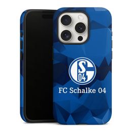 DeinDesign iPhone 15 Pro Handy Panzer Handyh&uuml;lle robuste Outdoor H&uuml;lle Schutzh&uuml;lle matt Camouflage Fc Schalke 04 Muster Tough Case