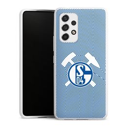 DeinDesign Galaxy A53 5G Handy Silikon H&uuml;lle Case wei&szlig; Handyh&uuml;lle Fc Schalke 04 Bundesliga Stripes Silikon Case