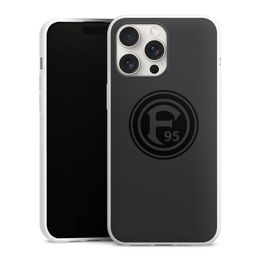 DeinDesign iPhone 15 Pro Max Handy Silikon H&uuml;lle Case wei&szlig; Handyh&uuml;lle F95 Fortuna D&uuml;sseldorf Logo Silikon Case
