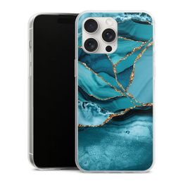 DeinDesign iPhone 15 Pro Max Handy Silikon H&uuml;lle Case transparent Handyh&uuml;lle Marble Gemstone Glitzer Silikon Case