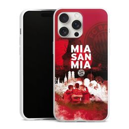 DeinDesign iPhone 15 Pro Max Handy Silikon H&uuml;lle Case wei&szlig; Handyh&uuml;lle Mia San Mia Fcb Fc Bayern M&uuml;nchen Silikon Case