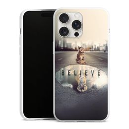 DeinDesign iPhone 15 Pro Max Handy Silikon Hülle Case weiß Handyhülle Tiger Motivation Animals Silikon Case