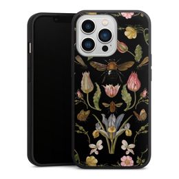 DeinDesign iPhone 13 Pro Handy Premium Silikon H&uuml;lle Handyh&uuml;lle schwarz Case Flower Wreath Bee Blossom Silikon Premium Case