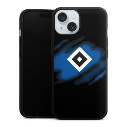 DeinDesign iPhone 15 Handy Premium Silikon H&uuml;lle Handyh&uuml;lle schwarz Case Official Licensed Product Hsv Hamburger Sv Silikon Premium Case