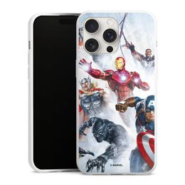 DeinDesign iPhone 15 Pro Max Handy Silikon H&uuml;lle Case wei&szlig; Handyh&uuml;lle Marvel Avengers Official Licensed Product Silikon Case