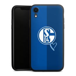 DeinDesign iPhone Xr Handy Premium Silikon H&uuml;lle Handyh&uuml;lle schwarz Case Heart Schalke 04 Fc Schalke 04 Silikon Premium Case