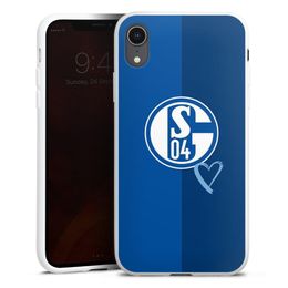 DeinDesign iPhone Xr Handy Silikon H&uuml;lle Case wei&szlig; Handyh&uuml;lle Heart Schalke 04 Fc Schalke 04 Silikon Case