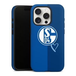 DeinDesign iPhone 15 Pro Handy Panzer Handyh&uuml;lle robuste Outdoor H&uuml;lle Schutzh&uuml;lle matt Heart Schalke 04 Fc Schalke 04 Tough Case