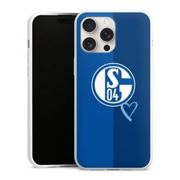 DeinDesign iPhone 15 Pro Max Handy Silikon H&uuml;lle Case wei&szlig; Handyh&uuml;lle Heart Schalke 04 Fc Schalke 04 Silikon Case