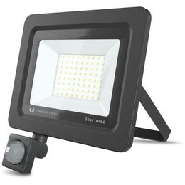 Flutlicht led proxim ll IP66 Wasserdicht Strahler Fluter 50W Ersetzt 200W Kaltweiß (6000K) 4000LM Mit Bewegungsmelder Spotlight Außenstrahler