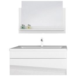Home Deluxe Badmöbel-Set - wangerooge big Weiß - Medium - inkl. Waschbecken und komplettem Zubehör - Breite Waschbecken: ca. 80 cm i Badezimmermöbel Waschtisch
