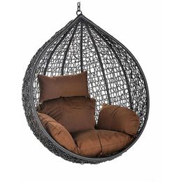 Home Deluxe - Hängesessel Cielo - Grau, nur Korb - inkl. Sitz- und Rückenkissen i Polyrattan Hängestuhl Gartenschaukel Hängekorb