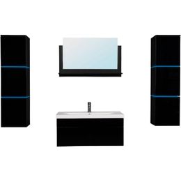 Home Deluxe Badmöbel-Set - wangerooge Schwarz - X-Large - inkl. Waschbecken und komplettem Zubehör - Breite Waschbecken: ca. 60 cm i Badezimmermöbel Waschtisch