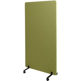 Akustik-Trennwand HHG 957, Büro-Sichtschutz Raumteiler Pinnwand, doppelwandig rollbar Stoff/Textil 147x80cm grün - green