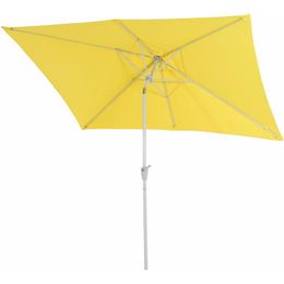 HHG Sonnenschirm Castellammare, Gartenschirm, 2x3m rechteckig neigbar, Polyester/Alu 4,5kg UV-Schutz 50+ gelb - yellow