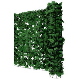 HHG Balkonsichtschutz, Sichtschutz Windschutz Verkleidung für Balkon Terrasse Zaun 500x150cm Blatt dunkel - green