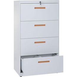 Hängeregisterschrank HHG 042, Aktenschrank Büroschrank Stahlschrank, A4 abschließbar 132x76x46cm weiß - white