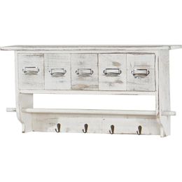Neuwertig] Küchenregal HHG-355, Haushaltsregal Regal, Vintage mit 5 Schubladen 32x65x13cm Shabby Look, weiß - white