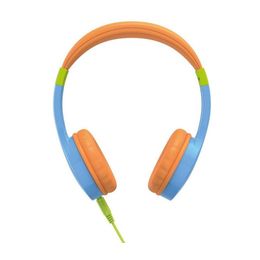 Hama Kinderkopfhörer mit Kabel (85 dB Lautstärkebegrenzung, On-Ear) Kinder-Kopfhörer (Sprachsteuerung, Größenverstellbar, Integriertes Mikrofon, Siri und Google Assistant), blau|orange
