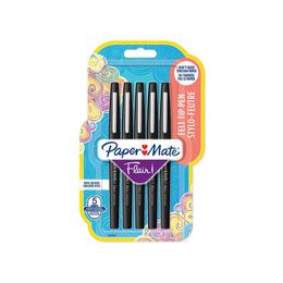 Papermate Paper Mate Flair Filzstifte | mittlere Spitze (0,7 mm) | Schwarz | 5 Stück