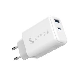 Lippa 65W USB-C PD & USB-A QC GaN Wall Charger - White