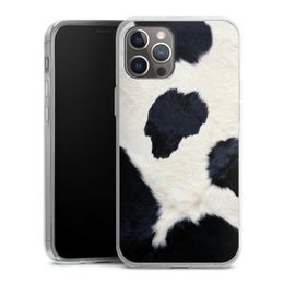 DeinDesign iPhone 12 Pro Max Handy Silikon H&uuml;lle Case transparent Handyh&uuml;lle Animal Look Animal Print Cow Skin Silikon Case