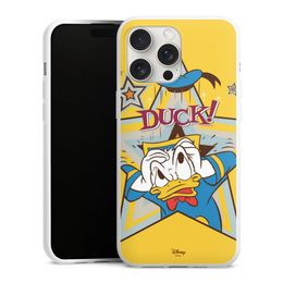 DeinDesign iPhone 15 Pro Max Handy Silikon H&uuml;lle Case wei&szlig; Handyh&uuml;lle Donald Duck Disney Official Licensed Product Silikon Case