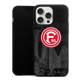 DeinDesign iPhone 15 Pro Max Handy Premium Silikon H&uuml;lle Handyh&uuml;lle schwarz Case Official Licensed Product Logo Fortuna D&uuml;sseldorf Silikon Premium Case