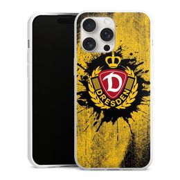 DeinDesign iPhone 15 Pro Max Handy Silikon H&uuml;lle Case wei&szlig; Handyh&uuml;lle Official Licensed Product Soccer Sg Dynamo Dresden Silikon Case