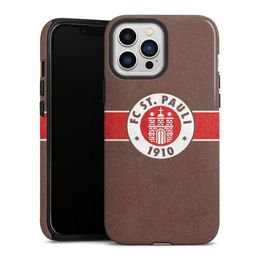 DeinDesign iPhone 13 Pro Max Handy Panzer Handyh&uuml;lle robuste Outdoor H&uuml;lle Schutzh&uuml;lle gl&auml;nzend Fc St. Pauli Logo Official Licensed Product Tough Case
