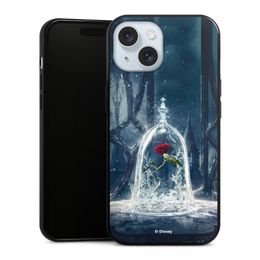 DeinDesign iPhone 15 Handy Slim Case extra d&uuml;nn Silikon Handyh&uuml;lle schwarz H&uuml;lle Rose The Beauty And The Beast Disney Princess Silikon Slim Case