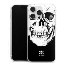 DeinDesign iPhone 15 Pro Max Handy Silikon H&uuml;lle Case transparent Handyh&uuml;lle Totenkopf Fc St. Pauli Official Licensed Product Silikon Case