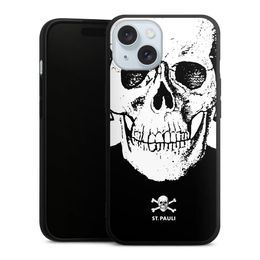 DeinDesign iPhone 15 Handy Premium Silikon H&uuml;lle Handyh&uuml;lle schwarz Case Totenkopf Fc St. Pauli Official Licensed Product Silikon Premium Case