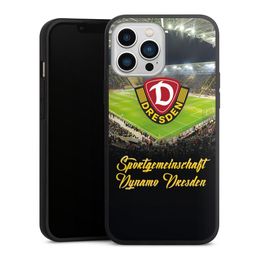 DeinDesign iPhone 13 Pro Max Handy Premium Silikon H&uuml;lle Handyh&uuml;lle schwarz Case Sg Dynamo Dresden Sgd Official Licensed Product Silikon Premium Case