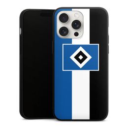 DeinDesign iPhone 15 Pro Max Handy Premium Silikon H&uuml;lle Handyh&uuml;lle schwarz Case Stripes Hamburger Sv Hsv Silikon Premium Case