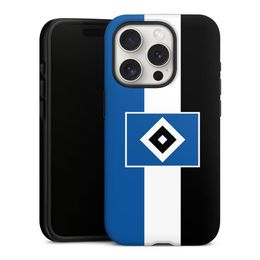DeinDesign iPhone 15 Pro Handy Panzer Handyh&uuml;lle robuste Outdoor H&uuml;lle Schutzh&uuml;lle matt Stripes Hamburger Sv Hsv Tough Case