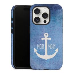 DeinDesign iPhone 15 Pro Handy Panzer Handyh&uuml;lle robuste Outdoor H&uuml;lle Schutzh&uuml;lle matt Anchor Maritim Blue Tough Case