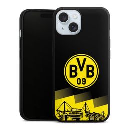 DeinDesign iPhone 15 Handy Premium Silikon H&uuml;lle Handyh&uuml;lle schwarz Case Borussia Dortmund Stadium Bvb Silikon Premium Case