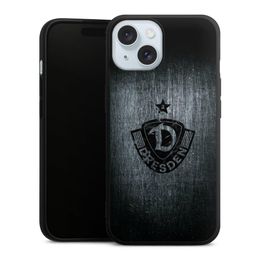 DeinDesign iPhone 15 Handy Premium Silikon H&uuml;lle Handyh&uuml;lle schwarz Case Sg Dynamo Dresden Official Licensed Product Vintage Silikon Premium Case