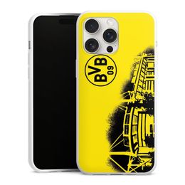 DeinDesign iPhone 15 Pro Max Handy Silikon H&uuml;lle Case wei&szlig; Handyh&uuml;lle Stadium Bvb Borussia Dortmund Silikon Case