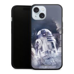 DeinDesign iPhone 15 Handy Premium Silikon H&uuml;lle Handyh&uuml;lle schwarz Case Robot Merchandise Star Wars Silikon Premium Case