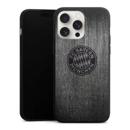 DeinDesign iPhone 15 Pro Max Handy Premium Silikon H&uuml;lle Handyh&uuml;lle schwarz Case Fcb Metallic Look Fc Bayern M&uuml;nchen Silikon Premium Case