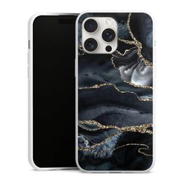 DeinDesign iPhone 15 Pro Max Handy Silikon H&uuml;lle Case wei&szlig; Handyh&uuml;lle Marble Trends Glitzer Silikon Case