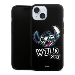 DeinDesign iPhone 15 Handy Premium Silikon H&uuml;lle Handyh&uuml;lle schwarz Case Lilo & Stitch Disney Official Licensed Product Silikon Premium Case