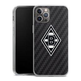 DeinDesign iPhone 12 Pro Max Handy Silikon H&uuml;lle Case transparent Handyh&uuml;lle Borussia M&ouml;nchengladbach Carbon Gladbach Silikon Case