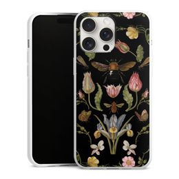 DeinDesign iPhone 15 Pro Max Handy Silikon H&uuml;lle Case wei&szlig; Handyh&uuml;lle Flower Wreath Bee Blossom Silikon Case